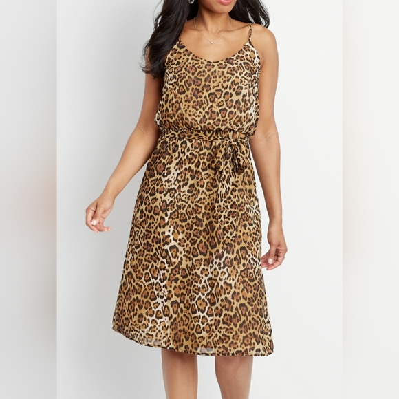 Maurices | Dresses | Maurices Animal Print Tie Front Sleeveless Midi ...